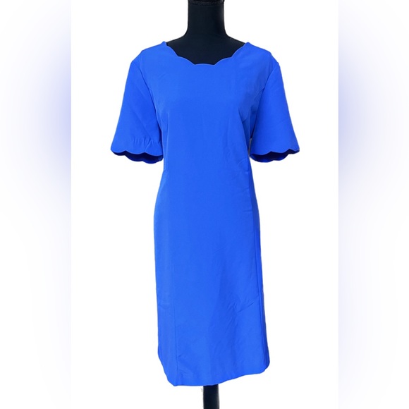 Appleseed's | Dresses | Nwot Appleseeds Blue Knee Length Scalloped ...